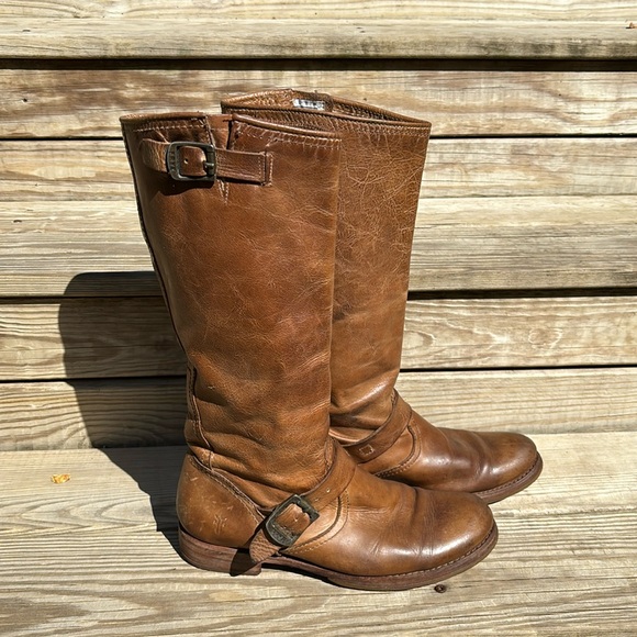 Frye | Shoes | Frye Veronica Slouch Tan Leather Boots 7668 Size 9 B ...
